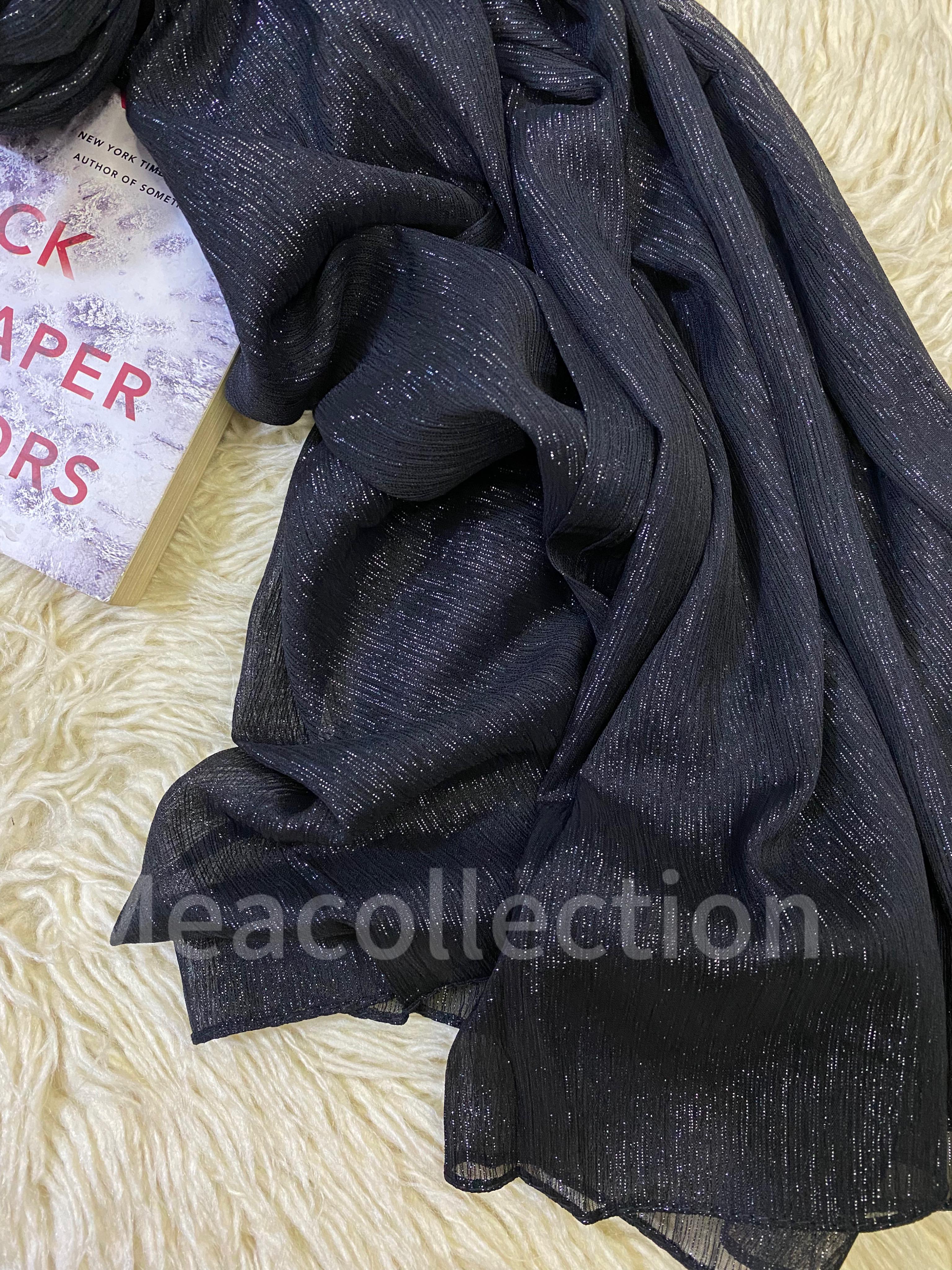 Metallic Chiffon Hijab - Black – MeaCollection