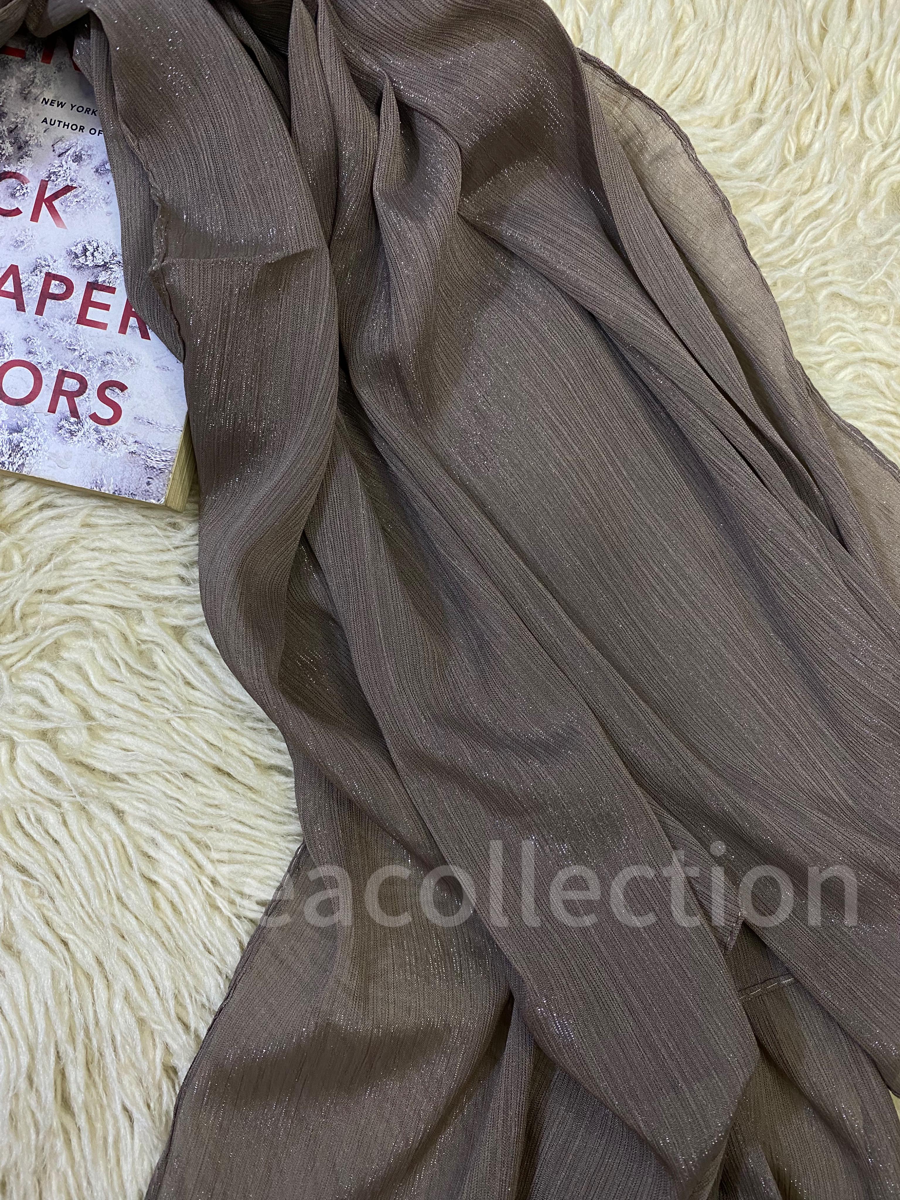 Metallic Chiffon Hijab - Brown – MeaCollection